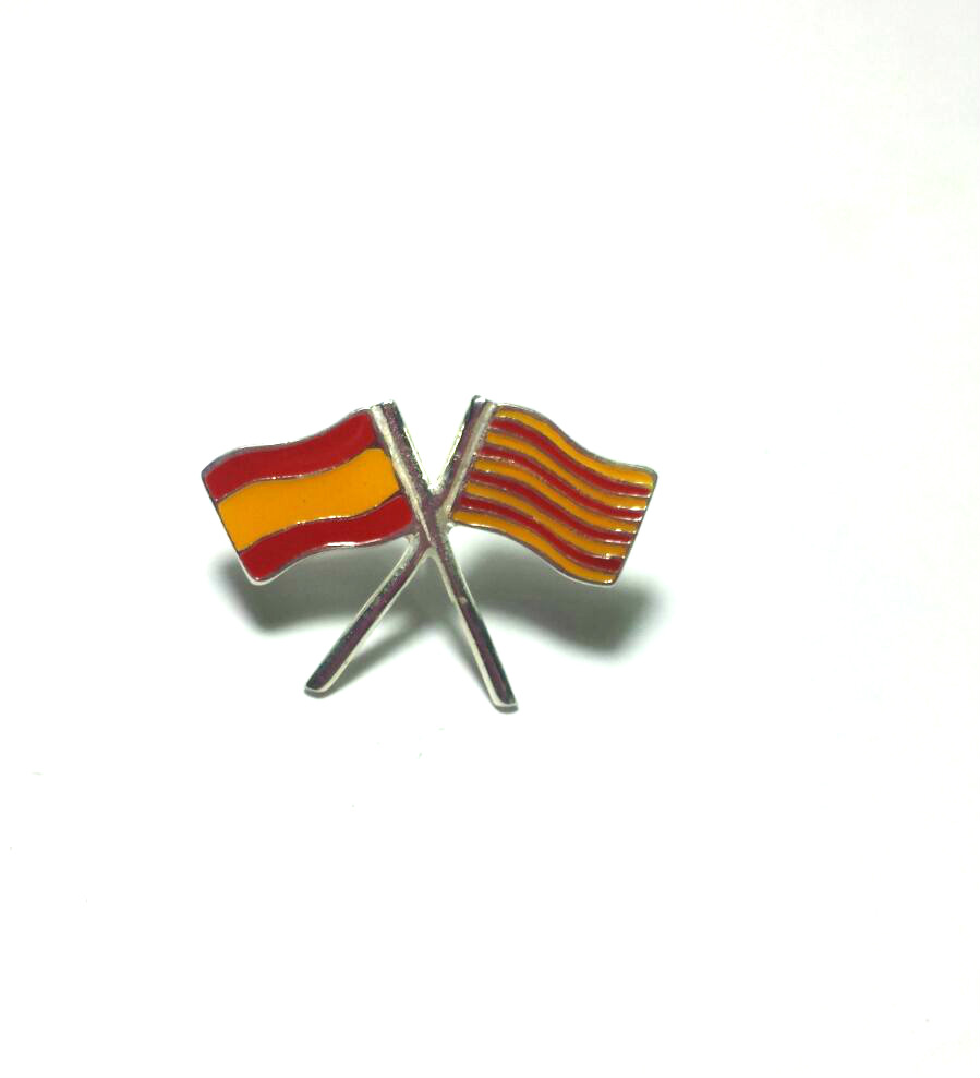Pin Banderas España y Cataluña Plata de Ley - Servan Joyeria Online